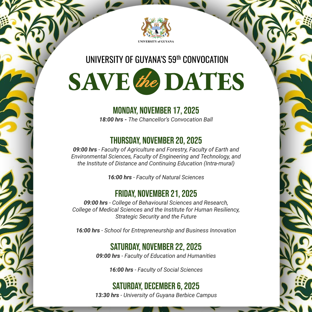 Convocation Information for Academic Year 2025 | University of Guyana