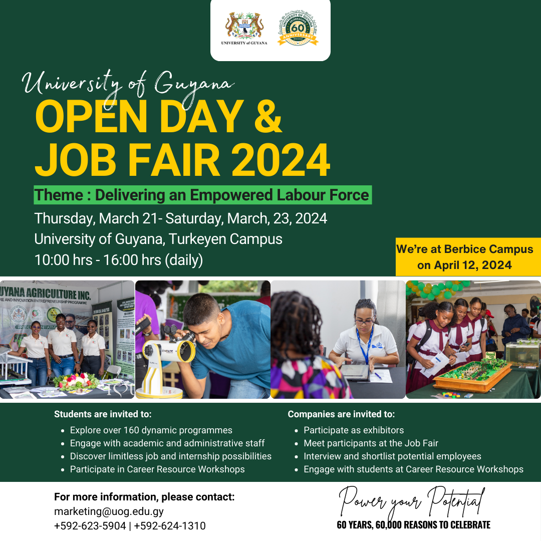 Invitation to the University of Guyana’s Open Day & Job Fair March 21 ...